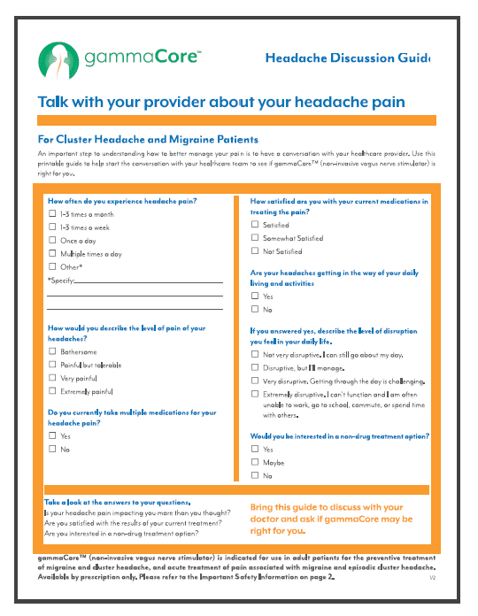 For Veterans & Military with Migraine & Cluster Headache - gammaCore™